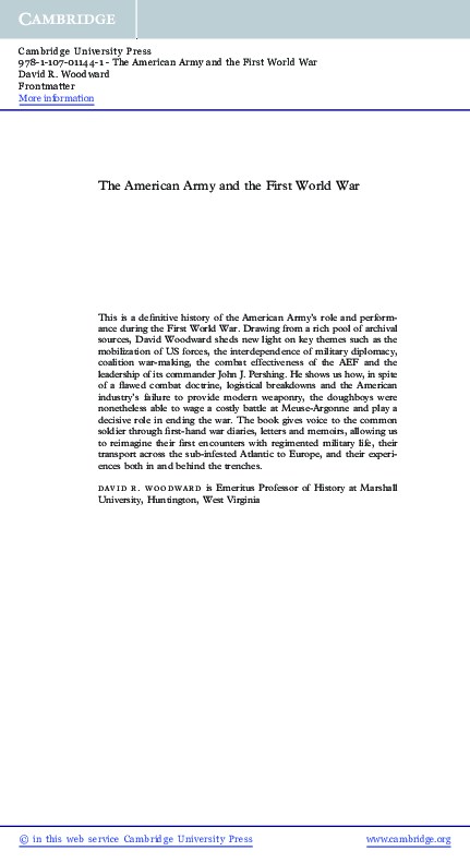 (PDF) The American Army and the First World War