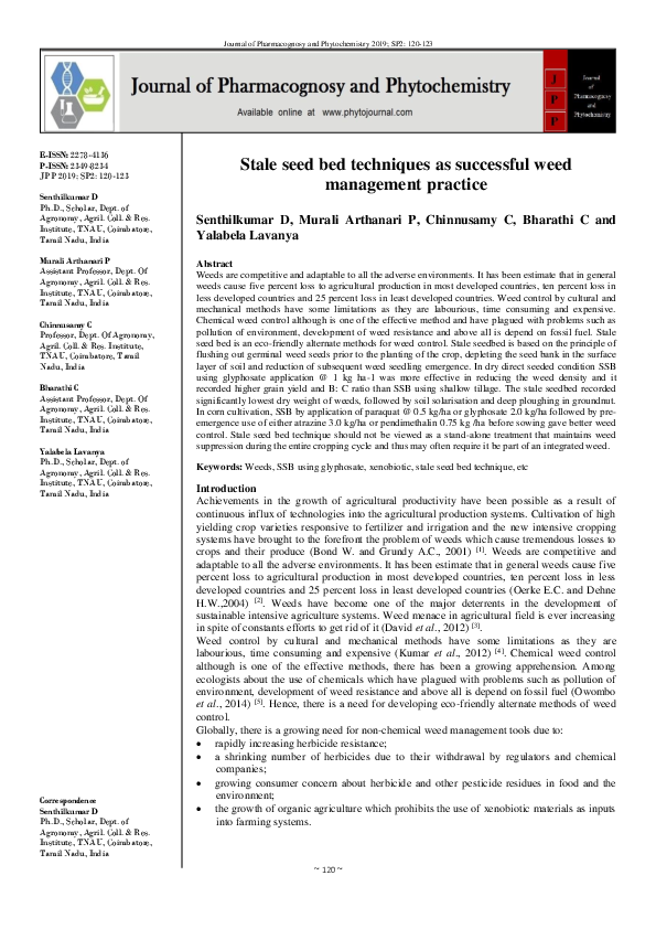 (PDF) Stale seed bed techniques as successful weed management practice