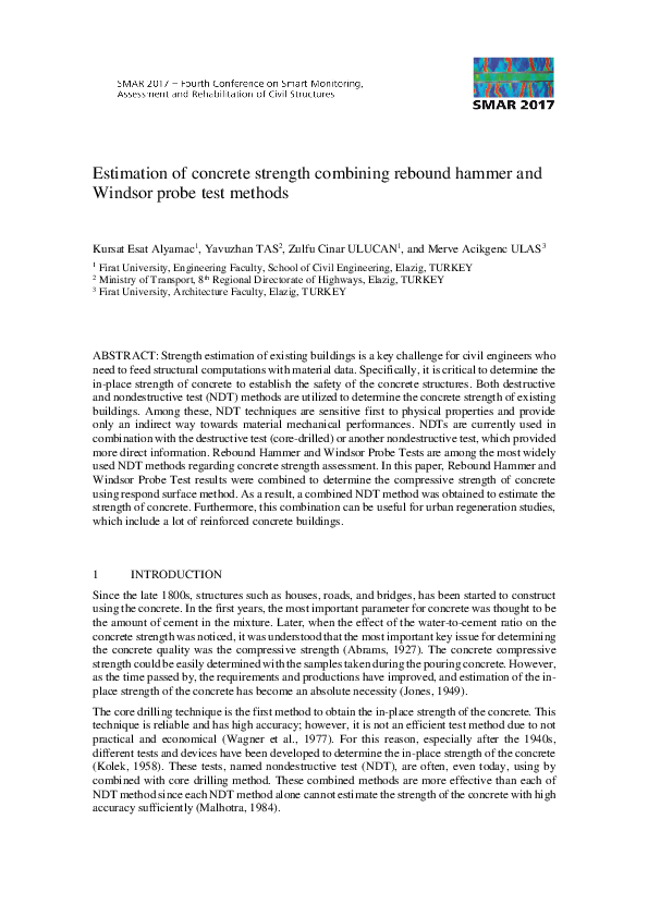 (PDF) Estimation of concrete strength combining rebound hammer and ...