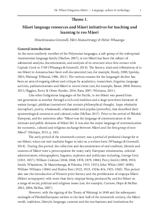 (PDF) Māori language resources and Māori initiatives for teaching and ...