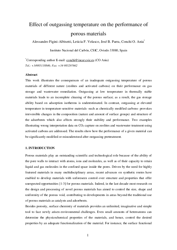 (PDF) Effect of outgassing temperature on the performance of porous ...