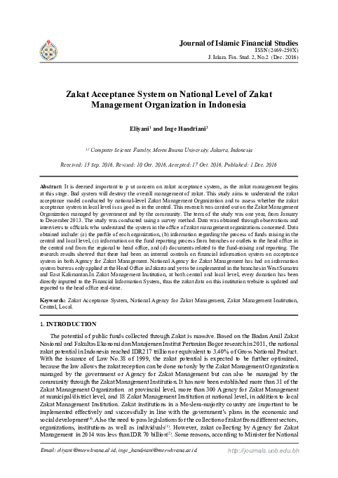 (PDF) Acceptance System on National Level of Zakat Management Organization in Indonesia