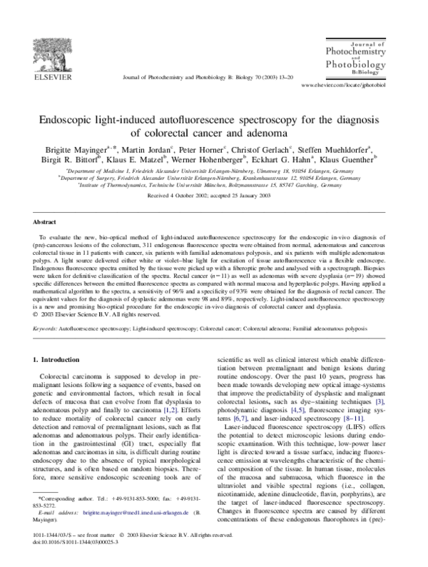 (PDF) Endoscopic Light-Induced Autofluorescence Spectroscopy for the ...