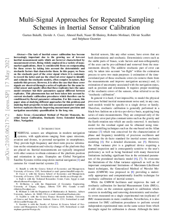Pdf Multi Signal Approaches For Repeated Sampling Schemes In Inertial Sensor Calibration