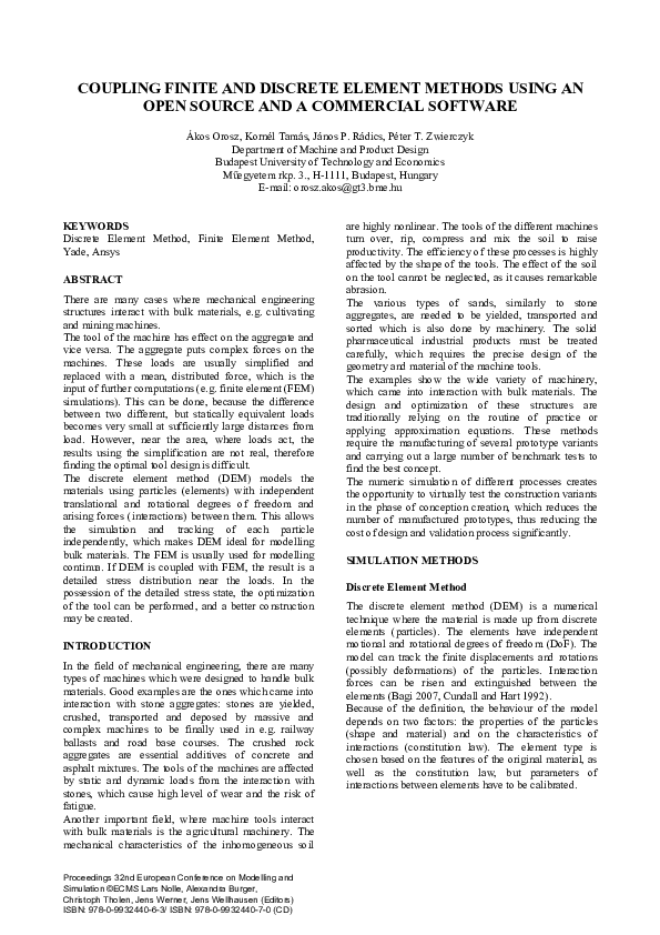 Pdf Coupling Finite And Discrete Element Methods Using An Open Source