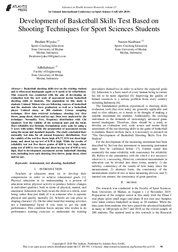 (PDF) Development of Basketball Skills Test Based on Shooting ...