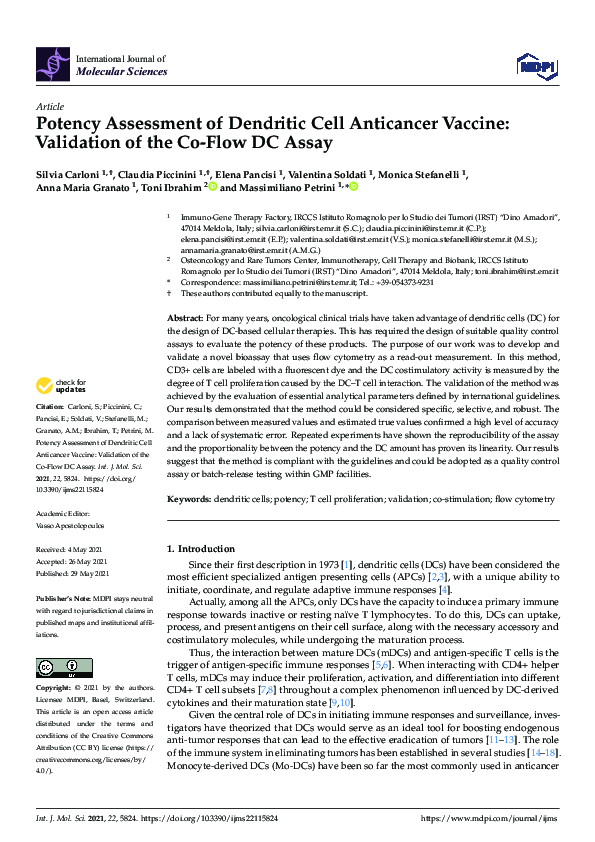 (PDF) Potency Assessment of Dendritic Cell Anticancer Vaccine ...
