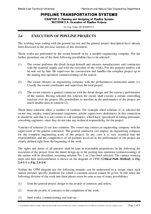 (PDF) PIPELINE TRANSPORTATION SYSTEMS CHAPTER 2: Planning and Designing ...