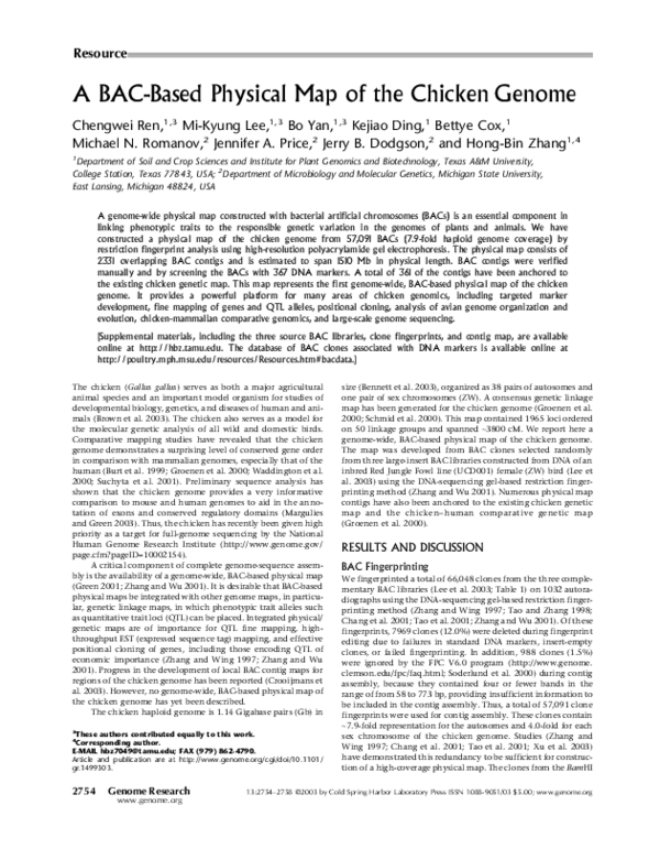 (PDF) A BAC-based physical map of the chicken genome