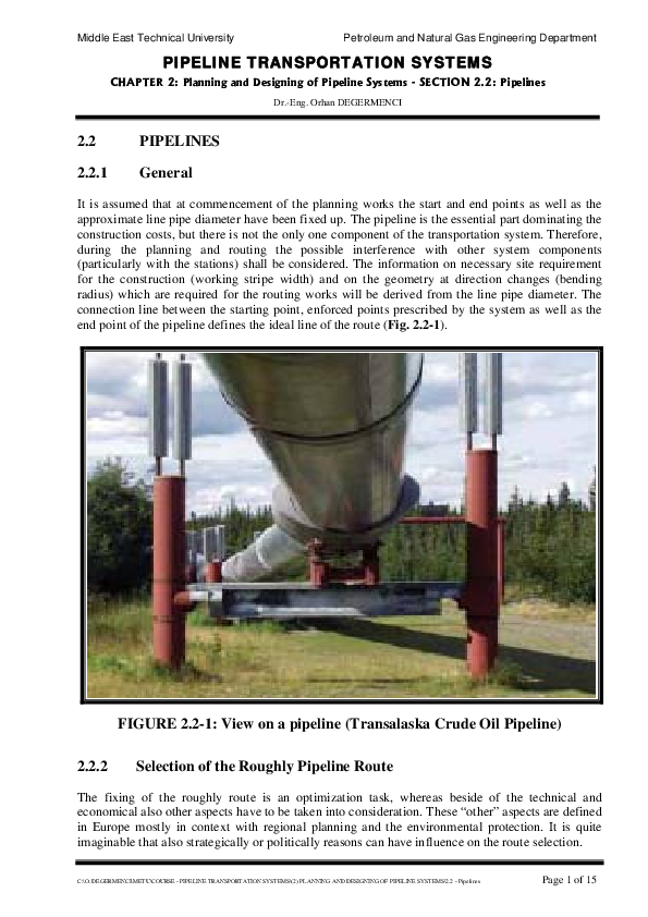 (PDF) PIPELINE TRANSPORTATION SYSTEMS CHAPTER 2: Planning and Designing ...