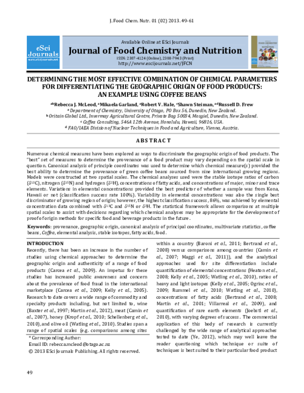 (PDF) Determining the Most Effective Combination of Chemical Parameters ...
