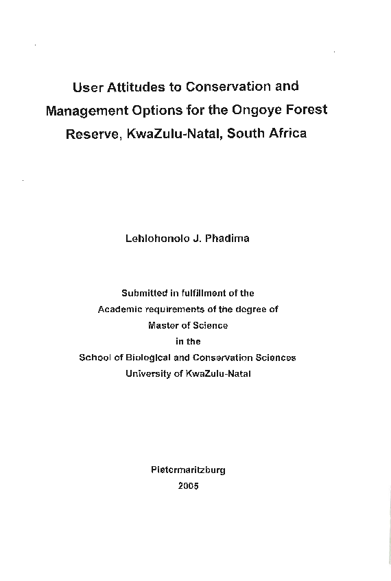 (PDF) User attitudes to conservation and management options for the ...