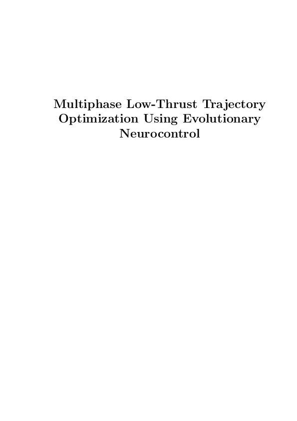 Pdf Multiphase Low Thrust Trajectory Optimization Using Evolutionary Neurocontrol