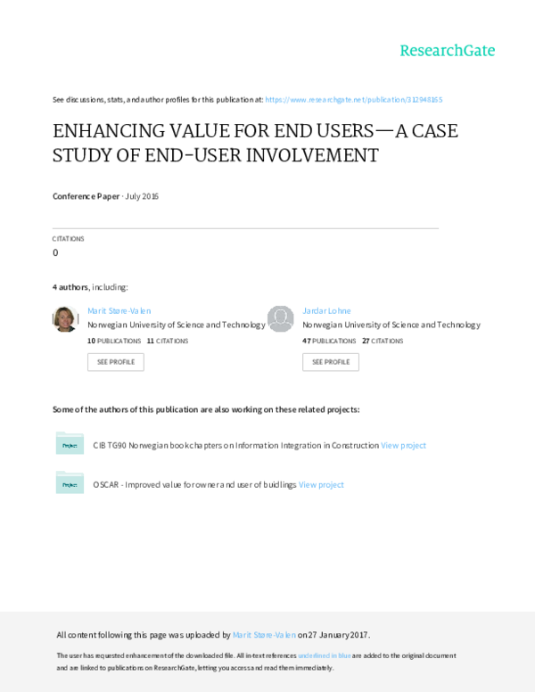(PDF) Enhancing Value for End Users—a Case Study of End-User Involvement