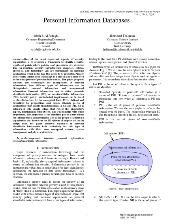 (PDF) Personal Information Databases