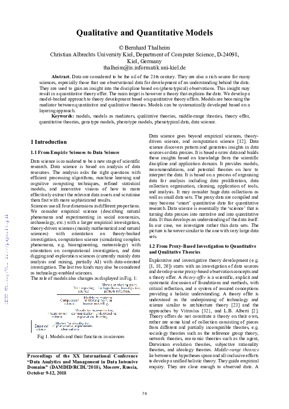 (PDF) Qualitative and Quantitative Models