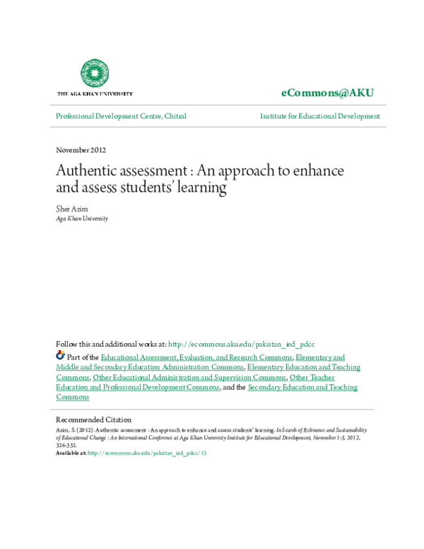 (PDF) Authentic assessment: An approach to enhance and assess students ...