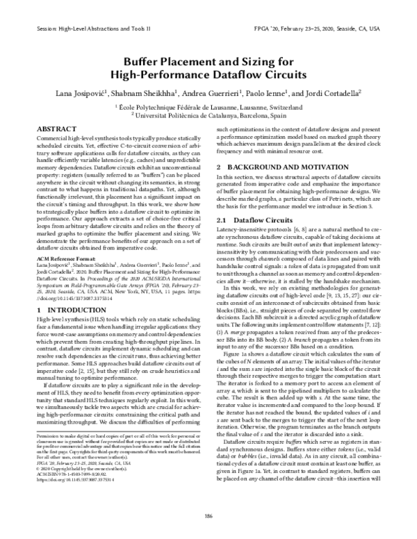 Pdf Buffer Placement And Sizing For High Performance Dataflow Circuits Shabnam Sheikhha