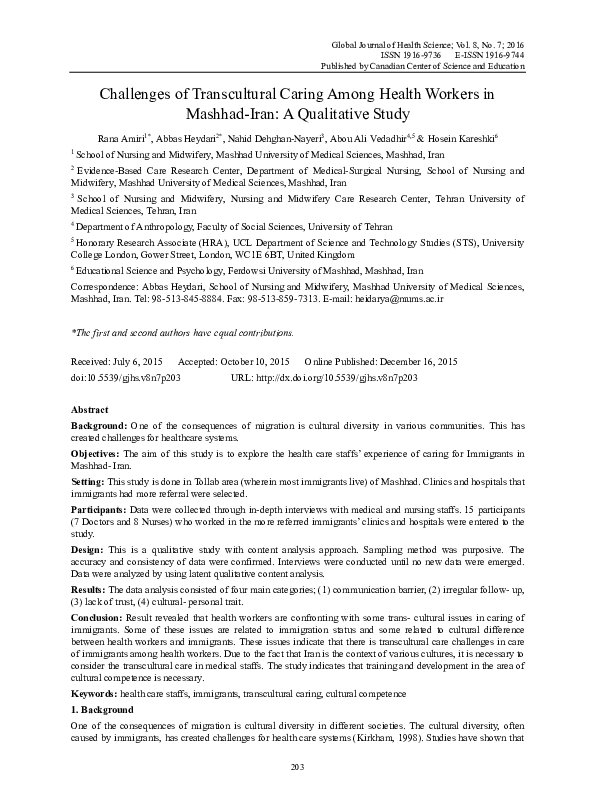 (PDF) Challenges of Transcultural Caring Among Health Workers in ...