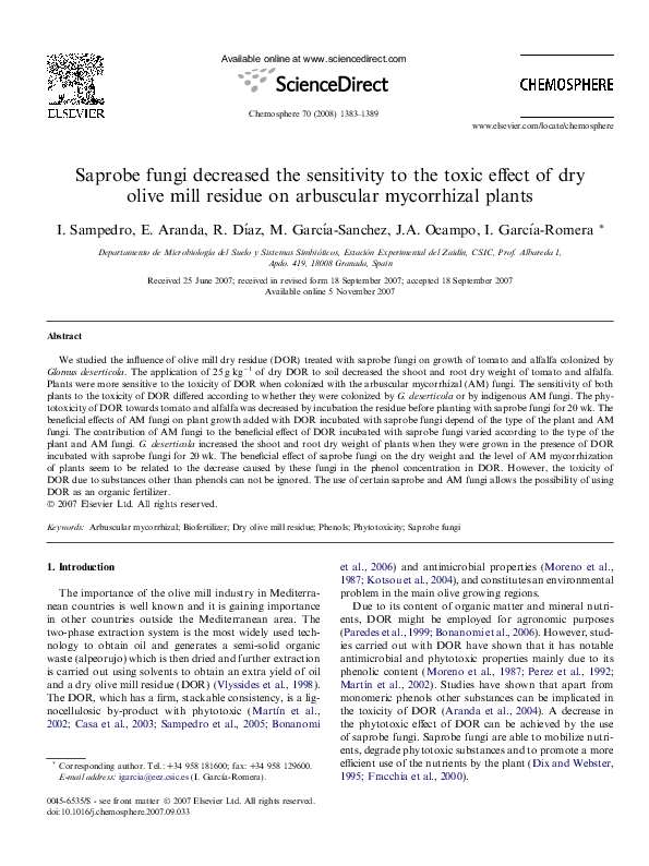 (PDF) Saprobe fungi decreased the sensitivity to the toxic effect of ...