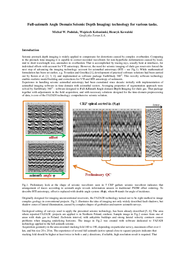 (PDF) Full-azimuth Angle Domain Seismic Depth Imaging : technology for ...