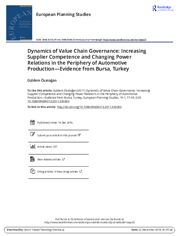 (PDF) Dynamics of Value Chain Governance: Increasing Supplier ...