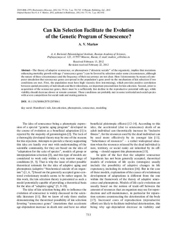 (PDF) Can kin selection facilitate the evolution of the genetic program ...