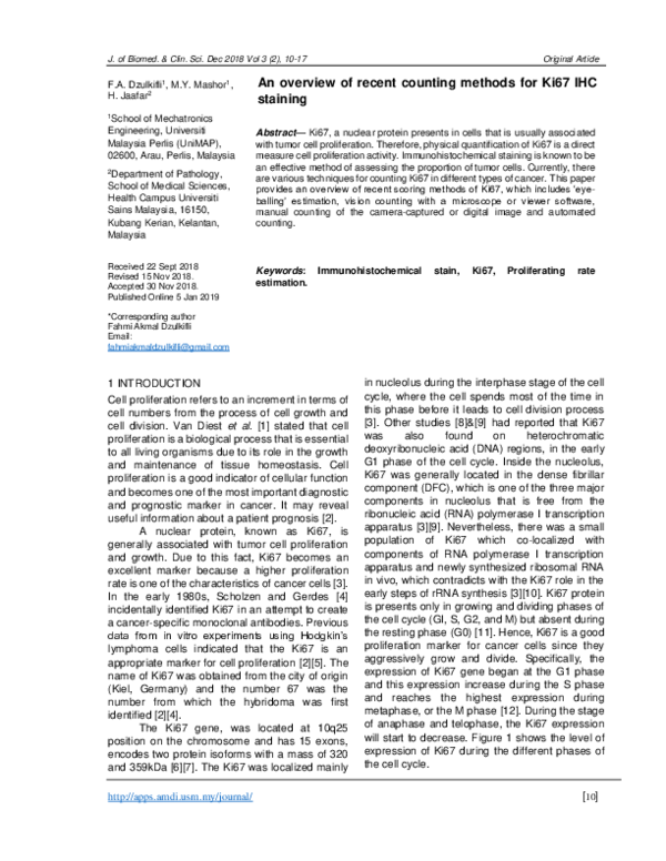Pdf An Overview Of Recent Counting Methods For Ki67 Ihc Staining