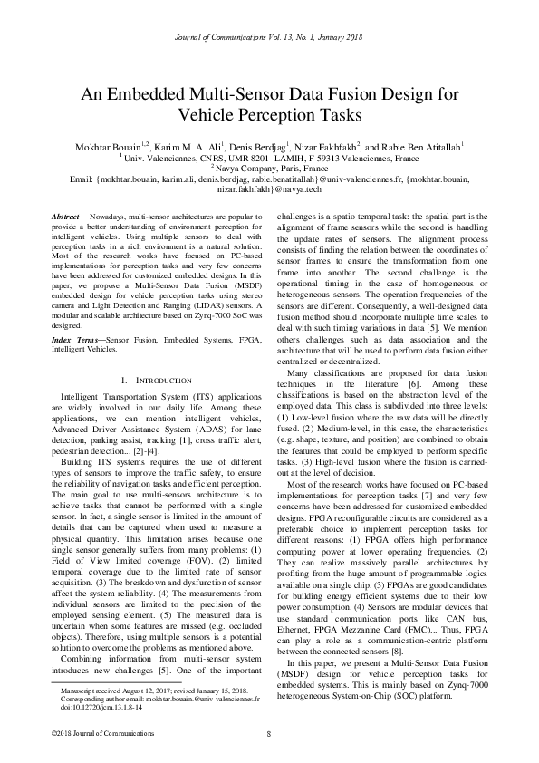 (PDF) An Embedded Multi-Sensor Data Fusion Design for Vehicle ...