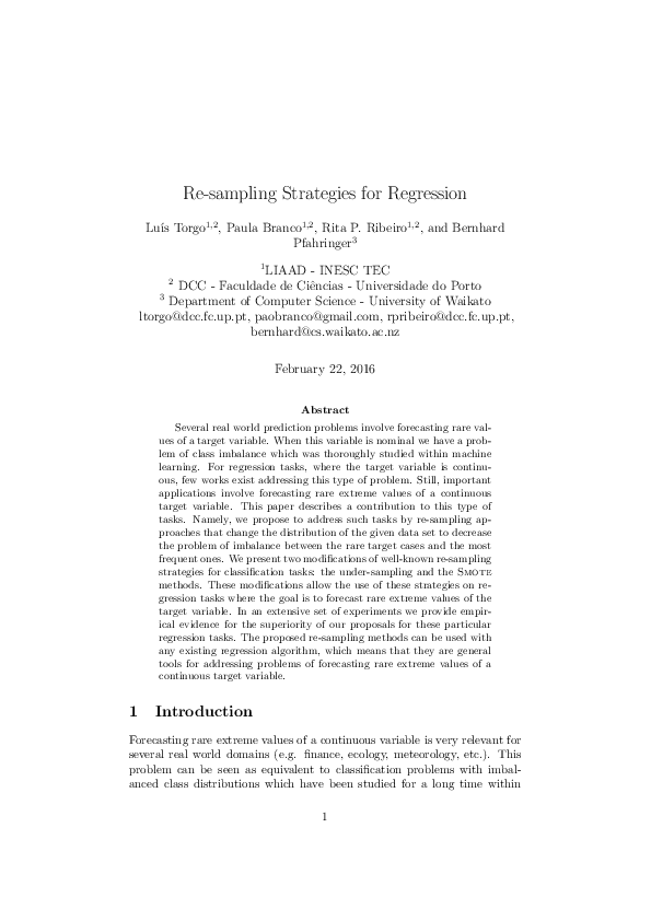 (PDF) Resampling strategies for regression