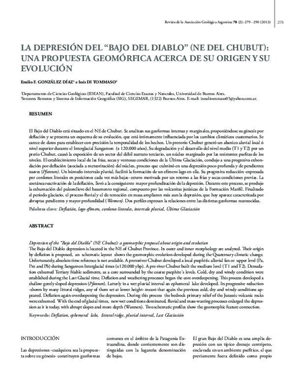 (PDF) La depresión del "bajo" del diablo" (NE del Chubut): Una ...