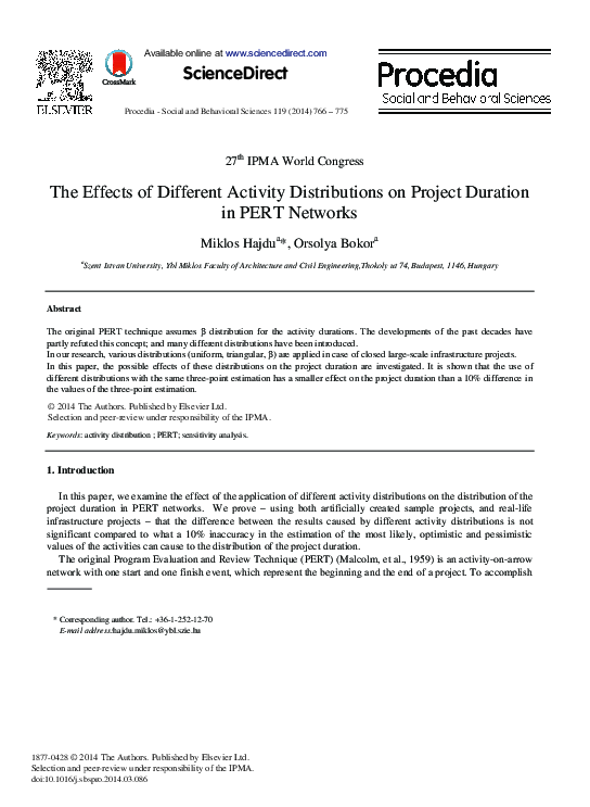 (PDF) The Effects of Different Activity Distributions on Project ...