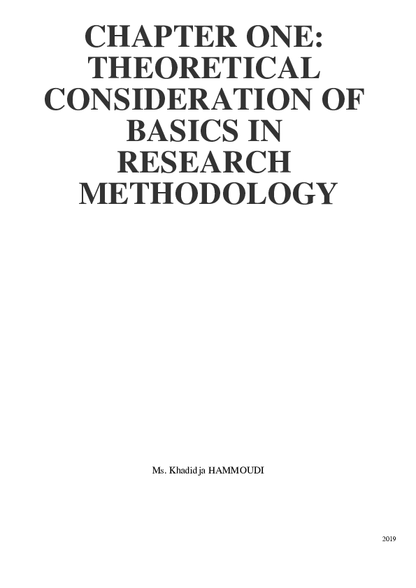 (PDF) Chapter One: Theoretical Consideration of Basics in Research ...