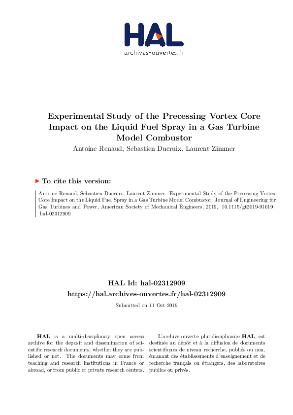 (PDF) Experimental Study of the Precessing Vortex Core Impact on the ...