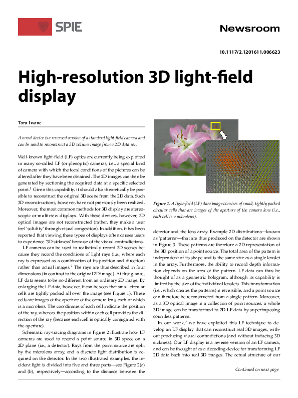 (PDF) High-resolution 3D light-field display
