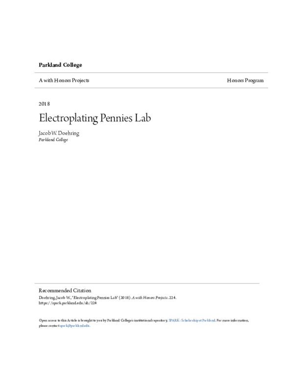 (PDF) Electroplating Pennies Lab