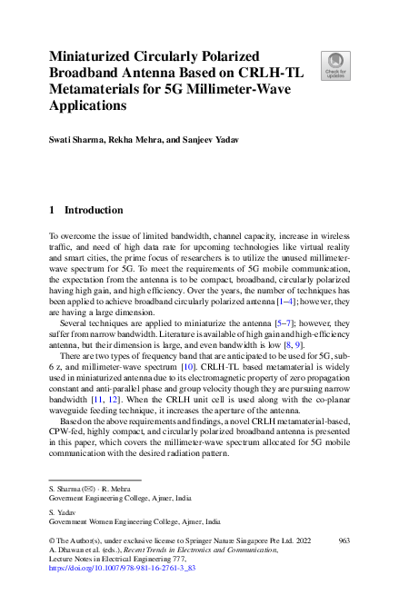 (PDF) Miniaturized Circularly Polarized Broadband Antenna Based on CRLH ...