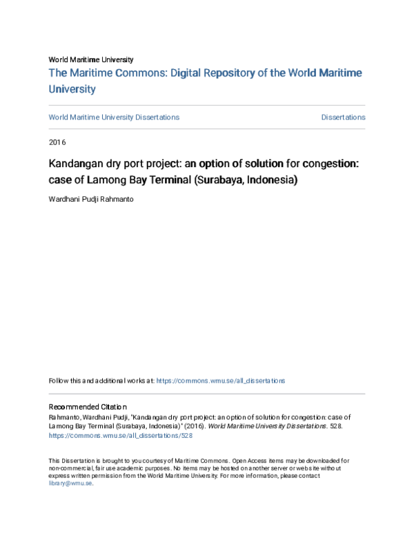 (PDF) Kandangan dry port project: an option of solution for congestion ...