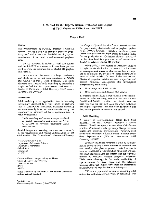 (PDF) A Method for the Representation, Evaluation and Display of CSG ...