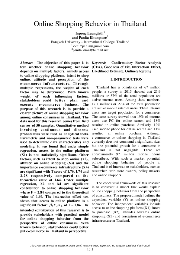 (PDF) Online Shopping Behavior in Thailand