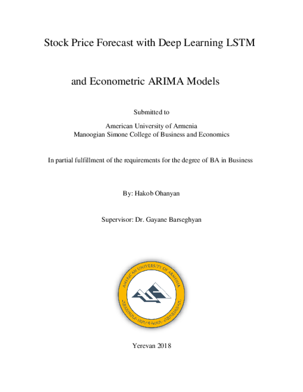 (PDF) Stock price forecast with deep learning LSTM and econometric ARIMA models