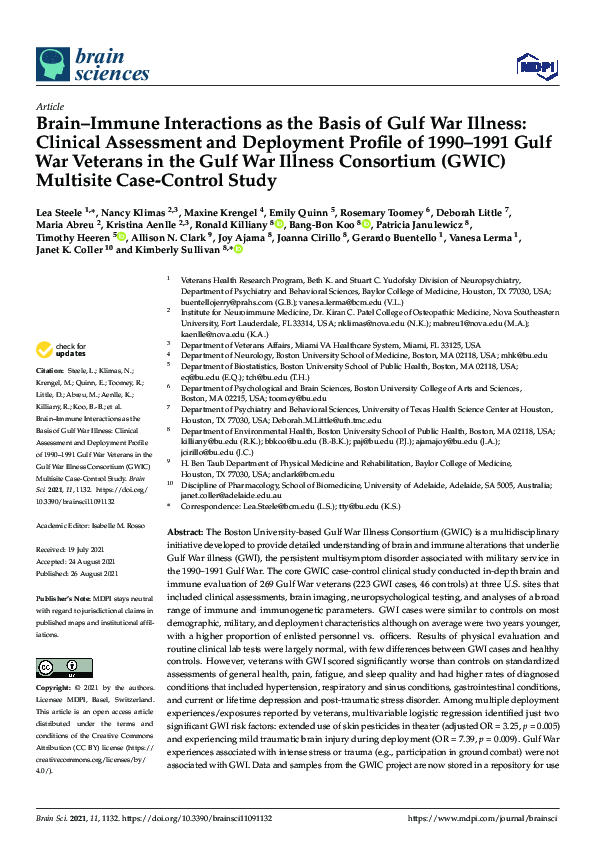 (PDF) Brain-Immune Interactions as the Basis of Gulf War Illness: Gulf ...
