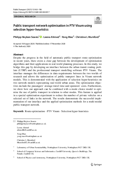(PDF) Public transport network optimisation in PTV Visum using ...