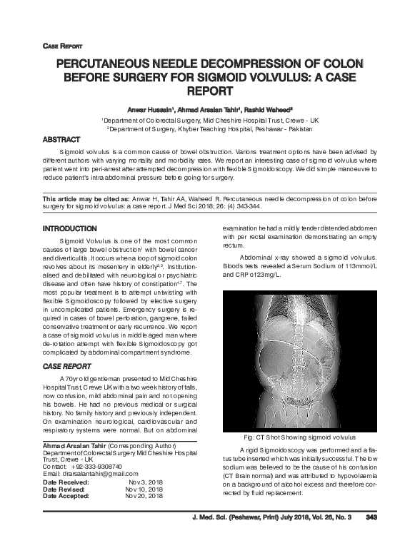 (PDF) Percutaneous Needle Decompression of Colon Before Surgery for ...