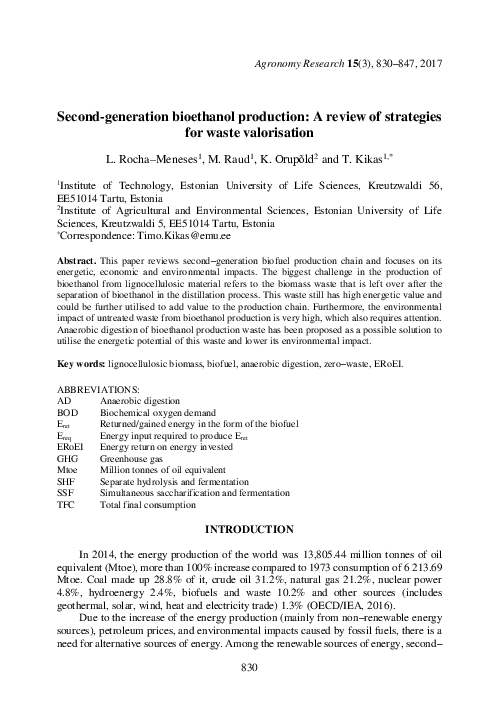 (PDF) Second-generation bioethanol production: a review of strategies ...