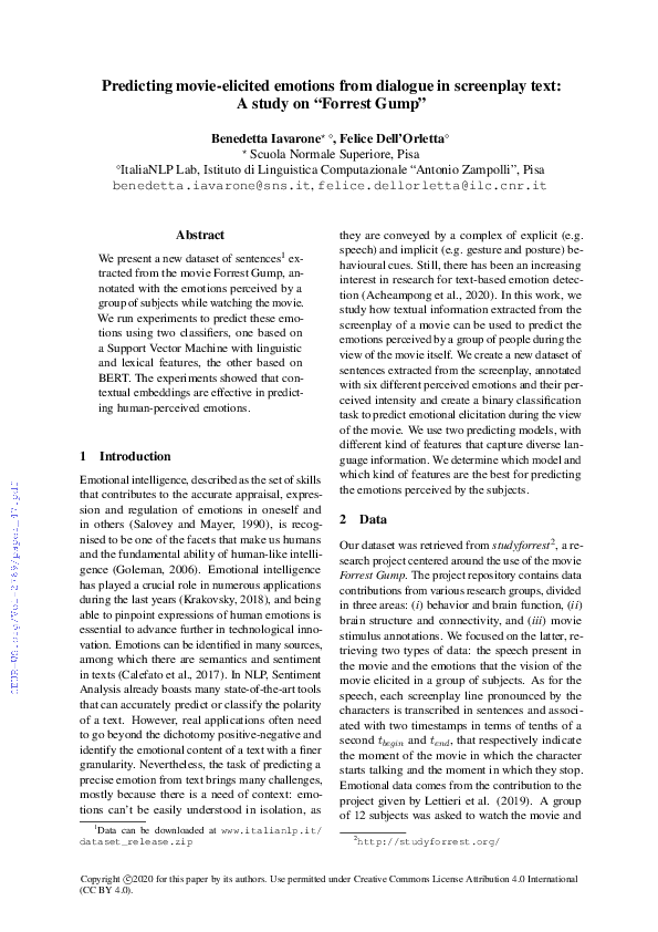 (PDF) Predicting Movie-elicited Emotions from Dialogue in Screenplay ...