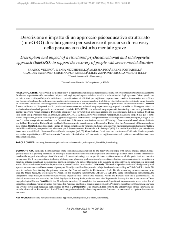 (PDF) Description and impact of a structured psychoeducational and ...