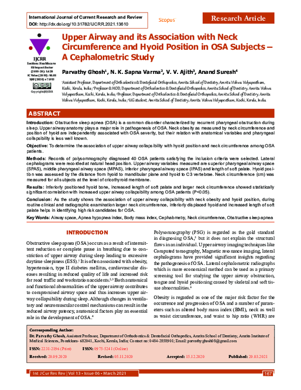 (PDF) Upper Airway and its Association with Neck Circumference and ...