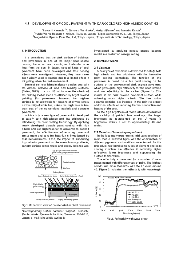 (PDF) 4.7 DEVELOPMENT OF COOL PAVEMENT WITH DARK COLORED HIGH ALBEDO ...