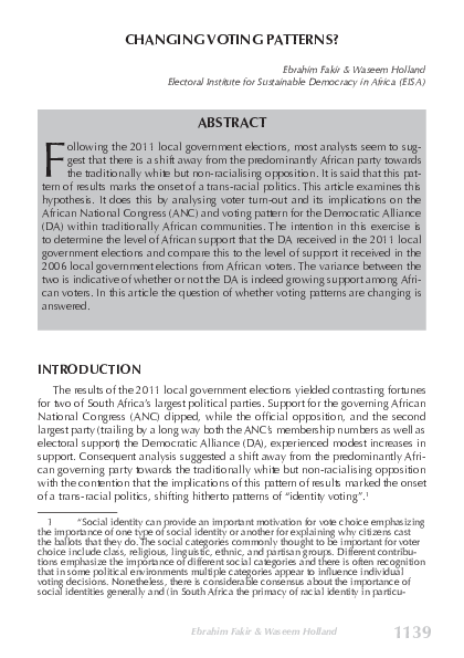 (PDF) Changing voting patterns